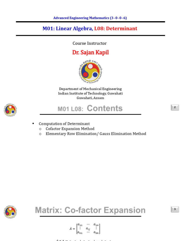 M01l08 Advance Engineering Mathematics 1 Pdf Matrix Mathematics