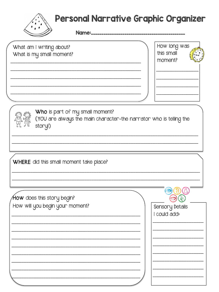 Personal Narrative Graphic Organizer Teaching And Grading Narrative