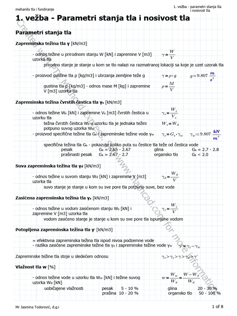 Mtf-V1-Parametri Stanja Tla I Nosivost | PDF