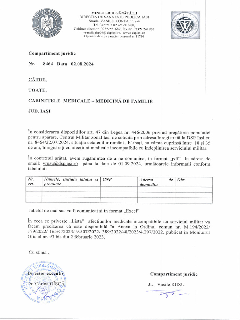 Adresa MF Solicitare Date | PDF