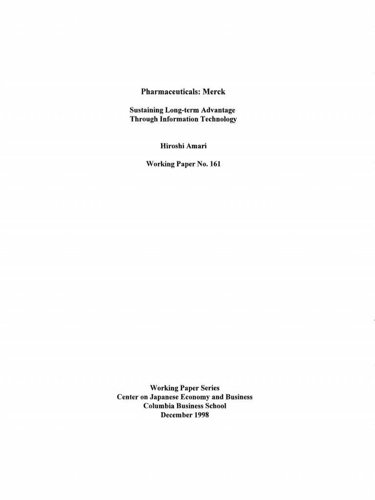 Pharmaceuticals Merck Sustaining Long-Term Advantage Through ... Pharmaceuticals Merck Sustaining Long-Term Advantage Through ...