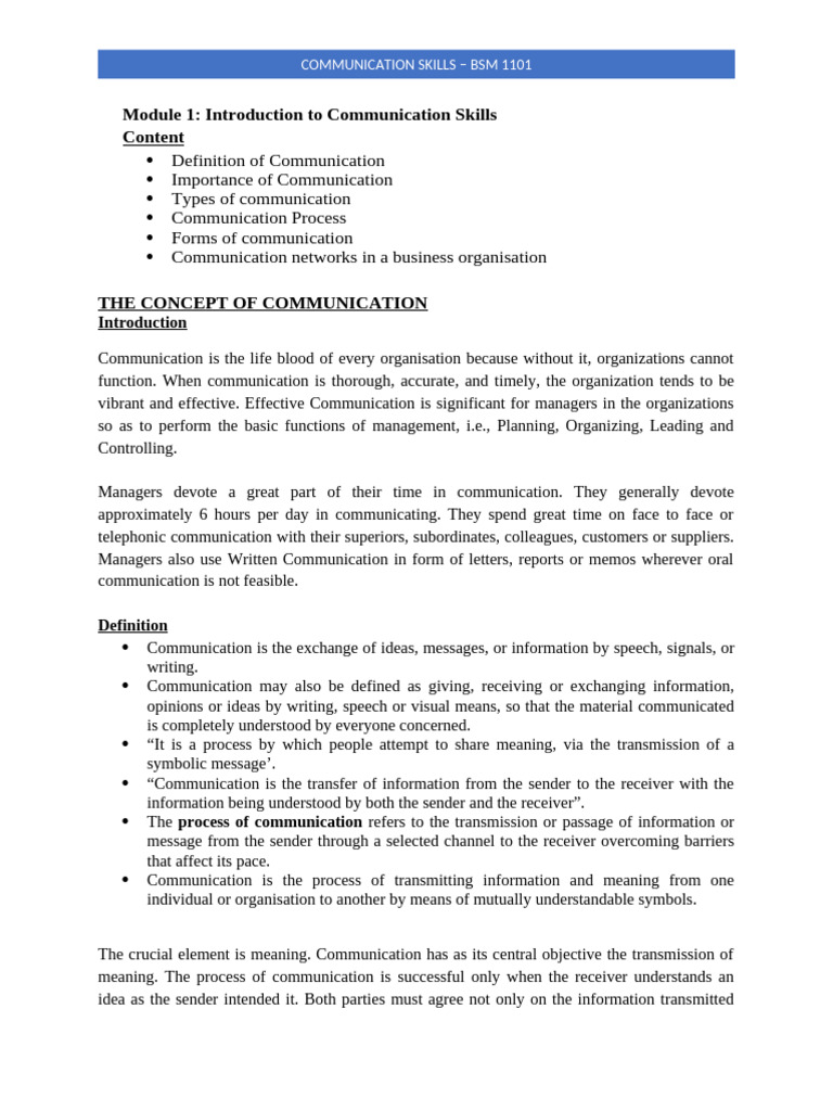 Module 1 - Introduction To Communication | PDF | Nonverbal ...