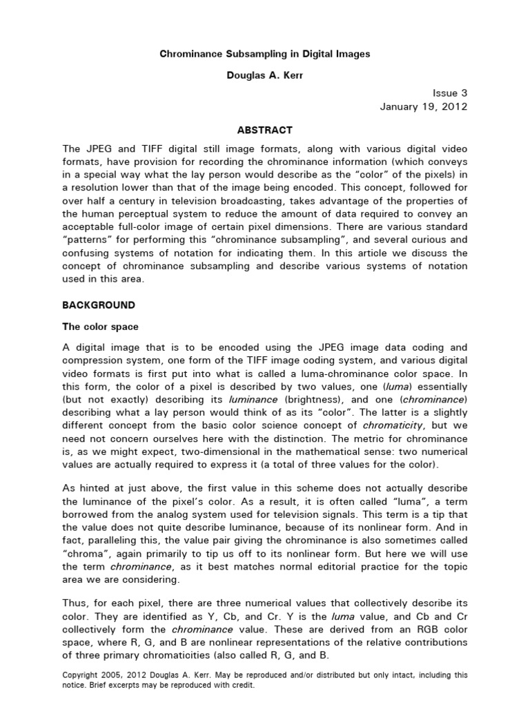 Chrominance Subsampling in Digital Images | PDF | Digital Technology ...