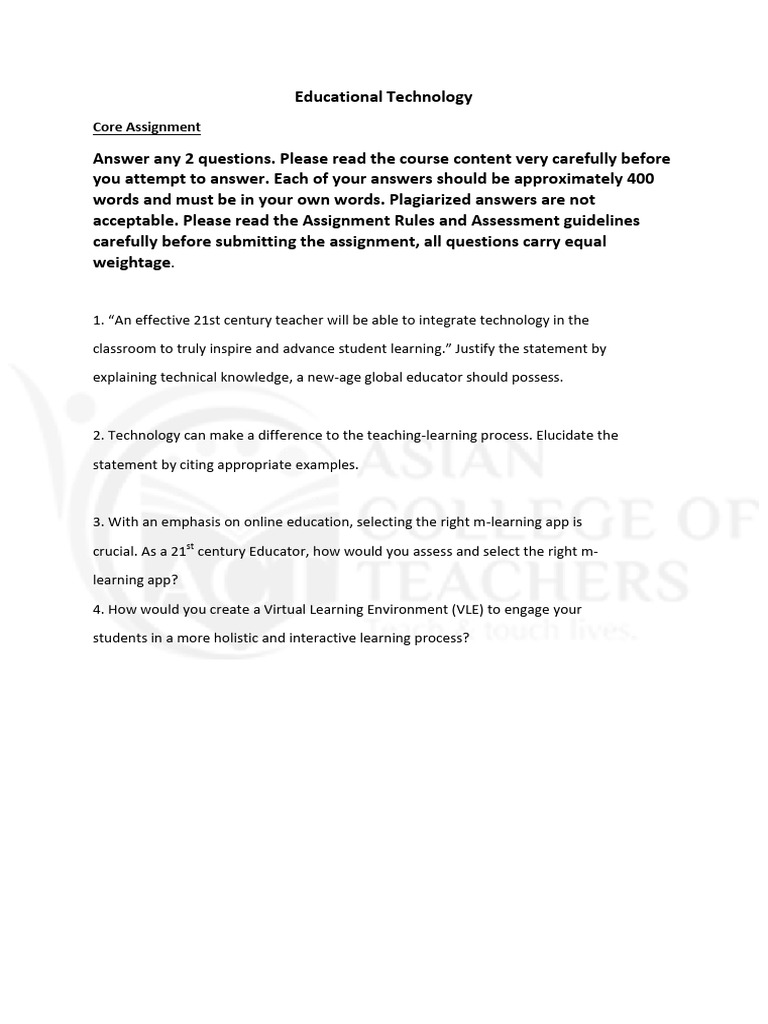 Educational Technology Assignment (1) 4 | PDF | Career & Growth