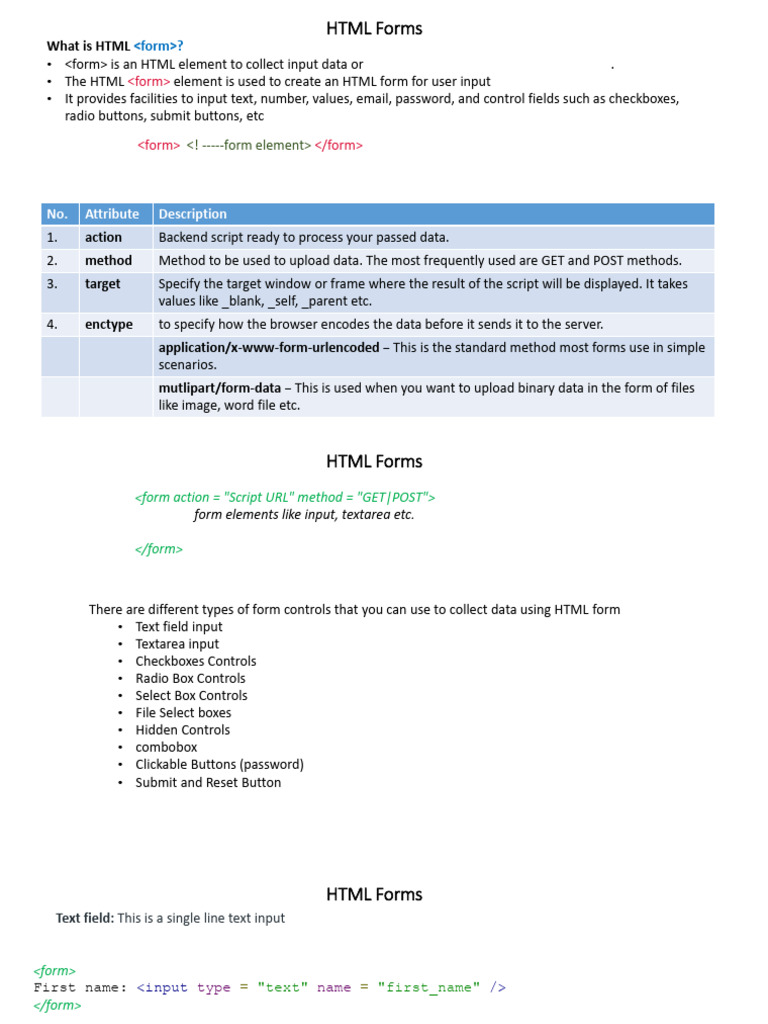 Lecture 3 - Forms | PDF | Html | Web Server