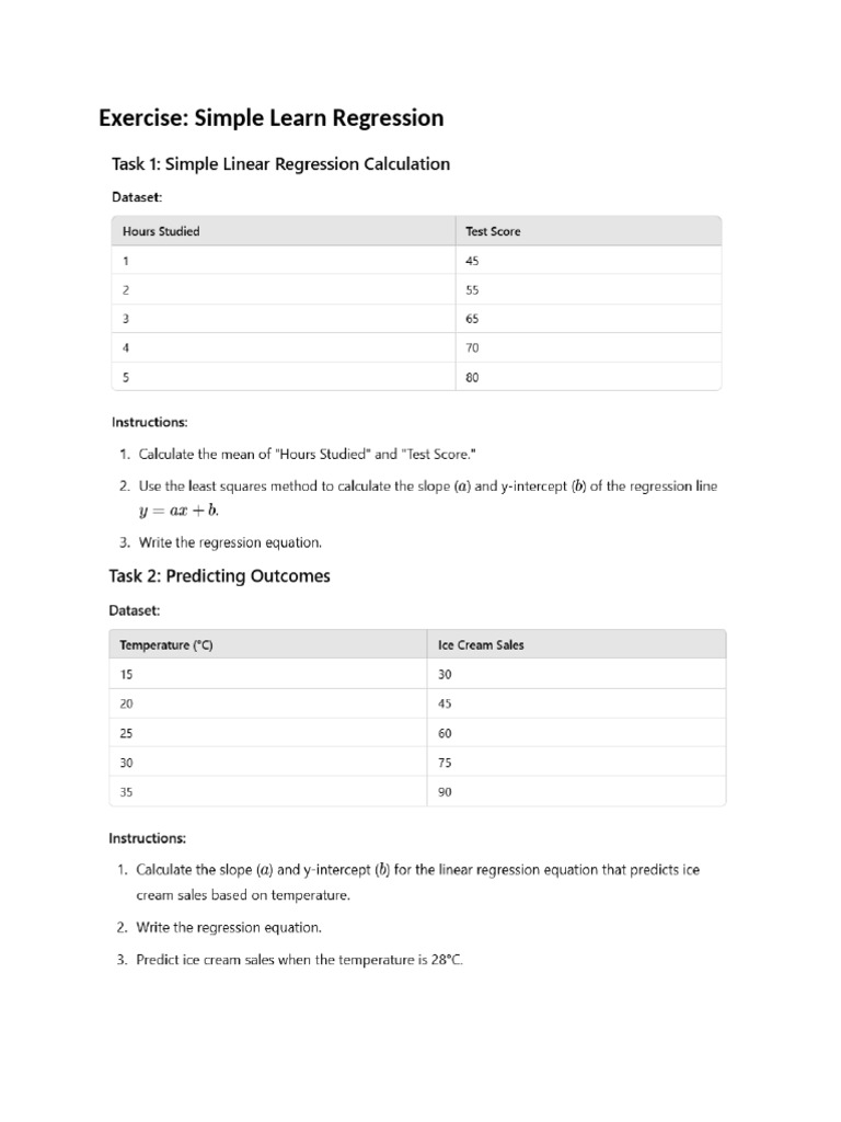 Exercise Linear Regression | PDF Exercise Linear Regression | PDF