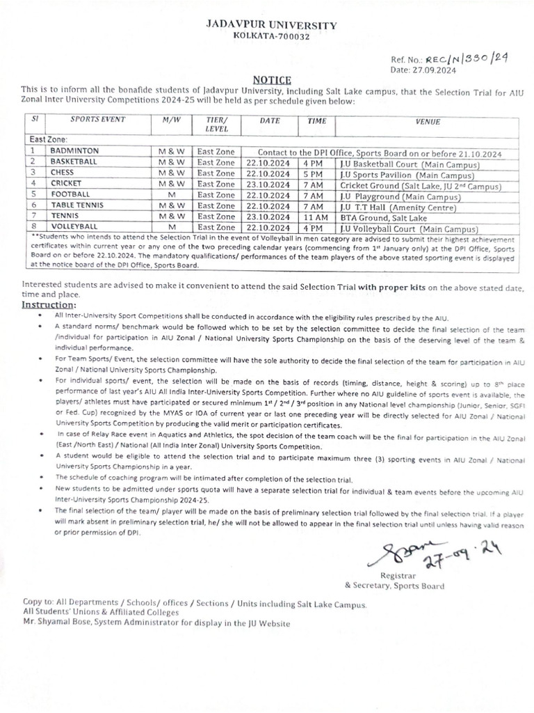 Selection Trial Notice | PDF