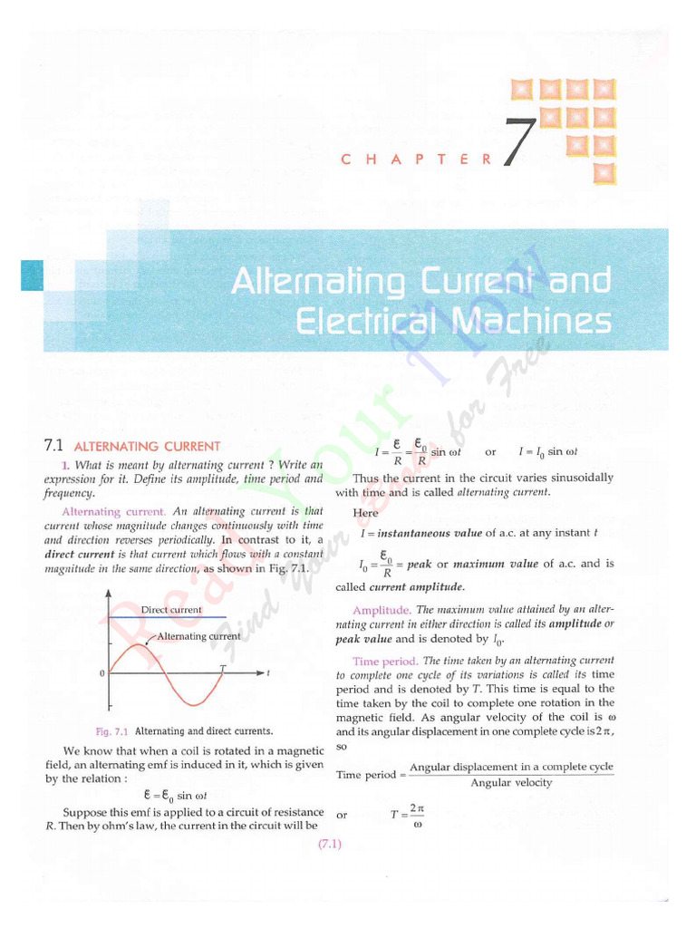 Alternating Current and Electrical Machines | PDF | Alternating Current ...