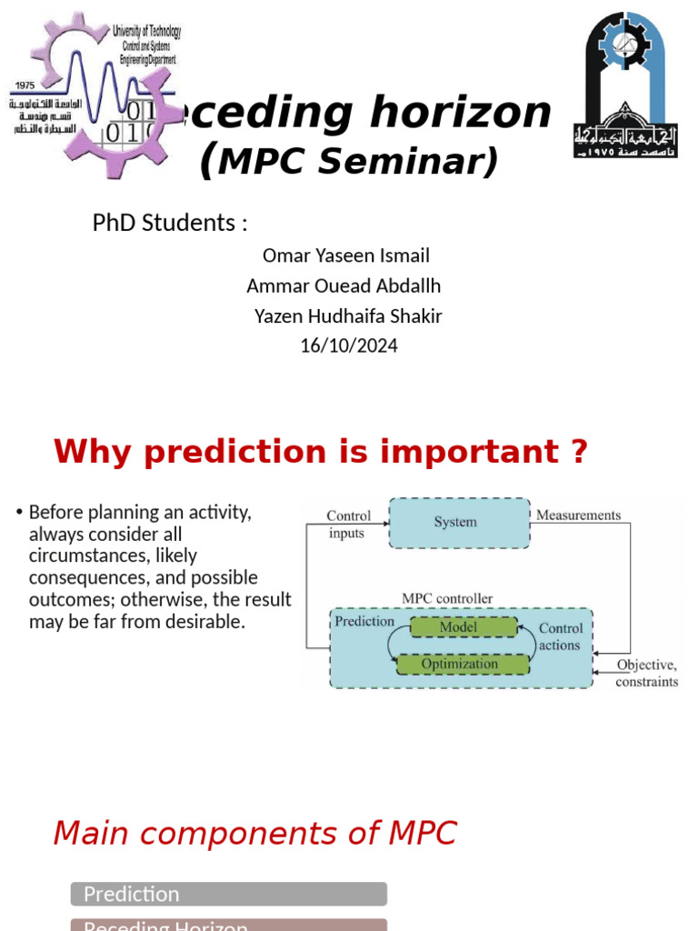 1st SeminarMPC - Receding Horizon | PDF