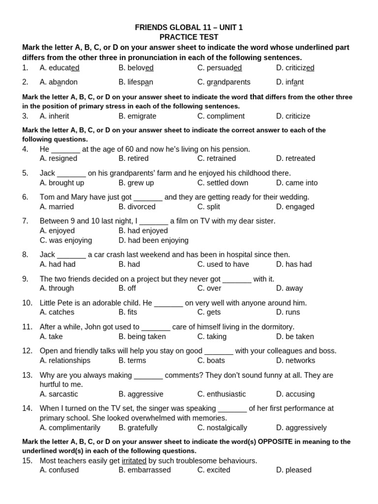 G11_U1_Practice test | PDF
