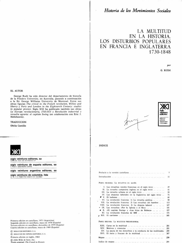 RUDE, George - CAP I, II LA MULTITUD EN LA HISTORIA | PDF