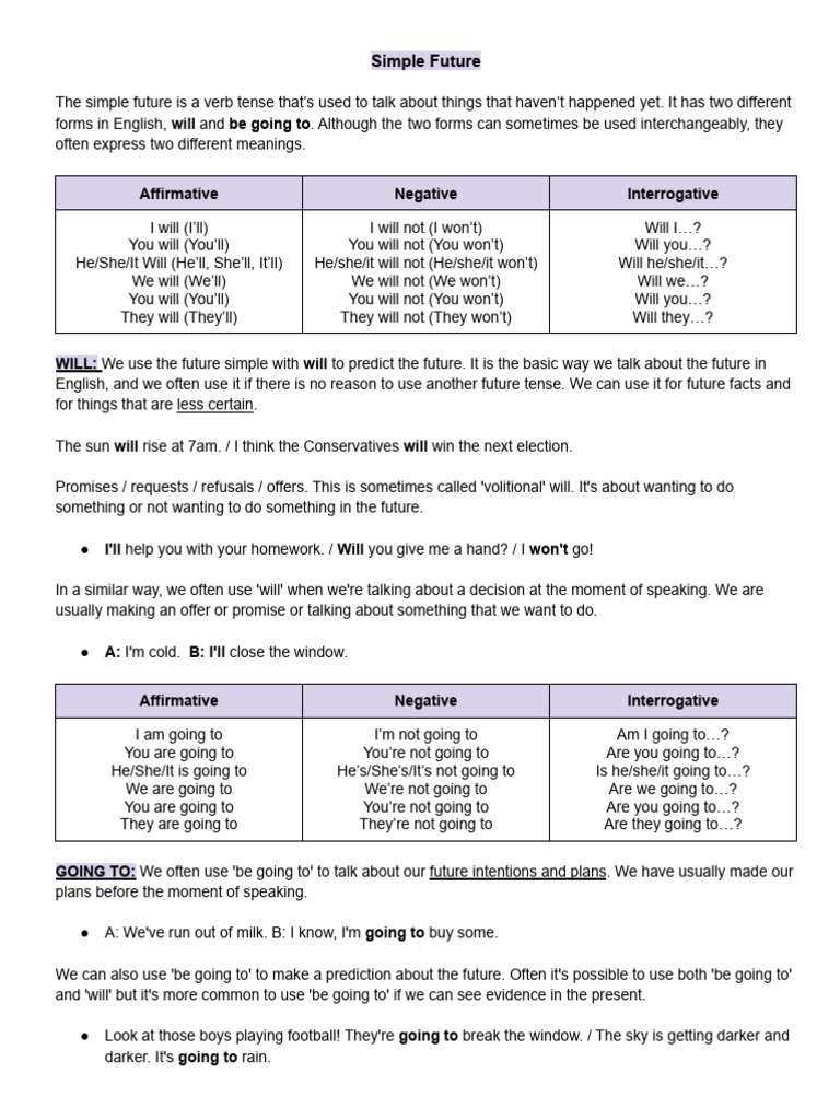 LESSON 14 - simple future | PDF | Language Mechanics | Grammar