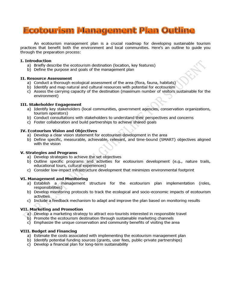 Ecotourism Management Plan Guide | PDF | Natural Environment | Economies