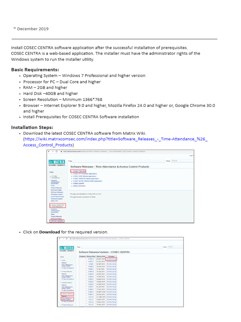 COSEC CENTRA Software Installation (V12R1 and Onwards) | PDF | Installation (Computer Programs ...