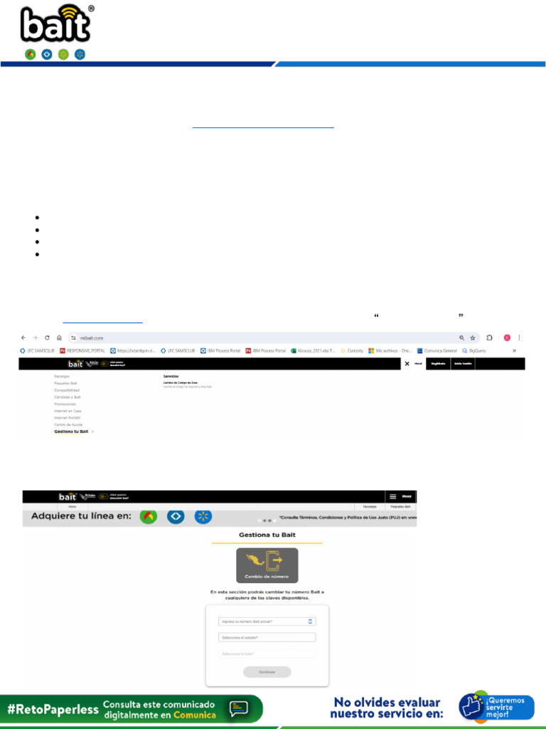 Nota Operativa Proceso para Cambiar Tu Lada Telefónica BAIT | PDF