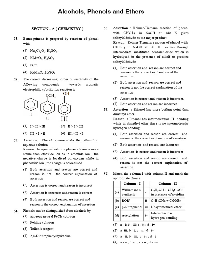 Alcohols, Phenols and Ethers | PDF | Ether | Ester