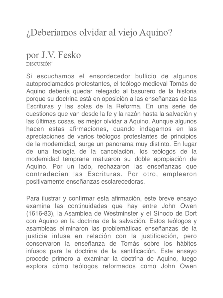 La relevancia de Aquino en la Reforma | PDF | Tomás de Aquino | Gracia ...