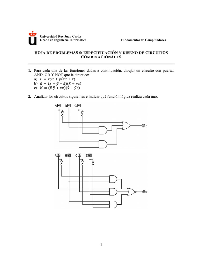 Tema05-ejercicios | PDF | Puerta lógica | Ingeniería Informática