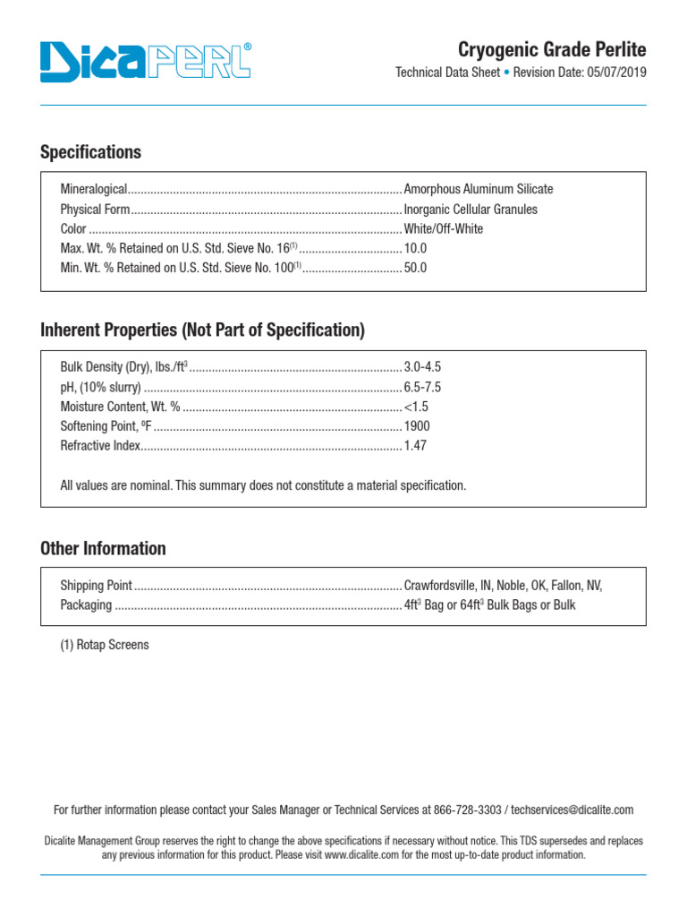 Perlite Industrial Cryo | PDF