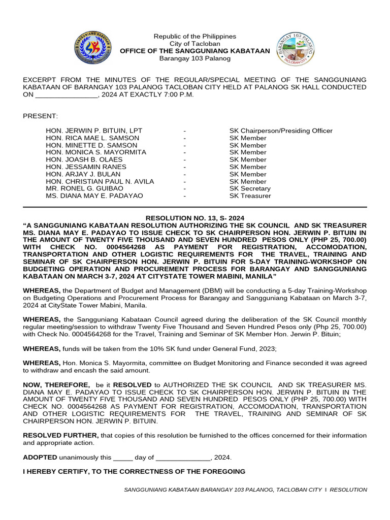 13 Travel and Seminar Hon. Bituin | PDF