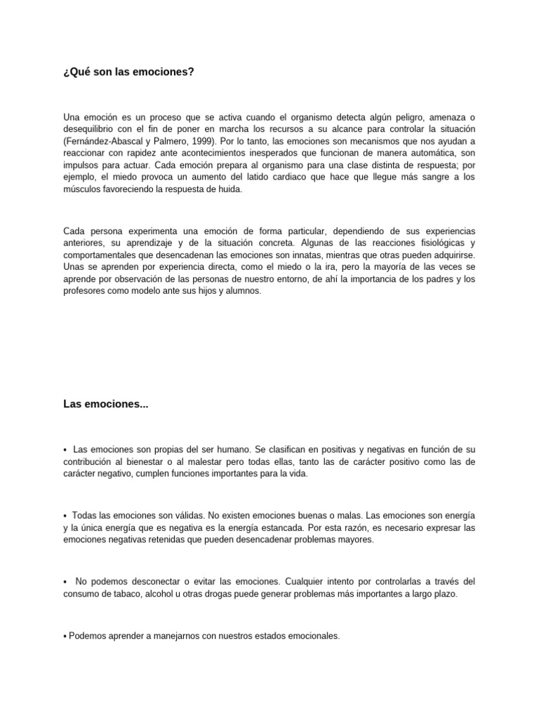 Comprender y Manejar las Emociones | PDF | Las emociones | Temor
