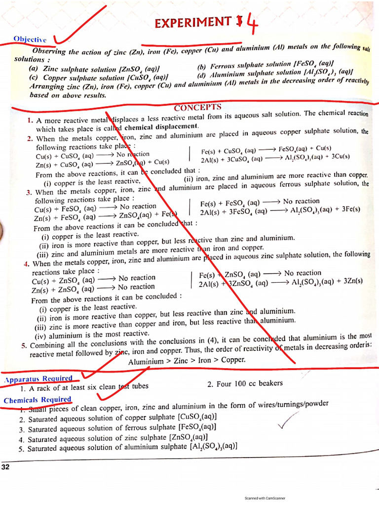 Experiment 4 - Reactivity of Metals | PDF
