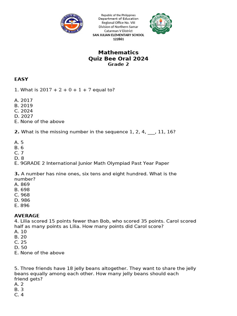 Science and Math Quiz Bee Sept 2024 | PDF | Climate Change | Atmosphere ...