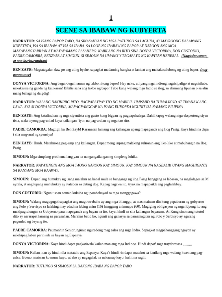 Scene El-Filibusterismo | PDF