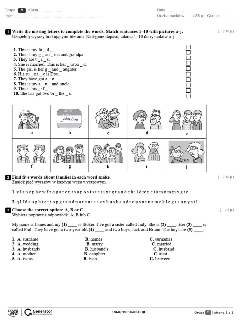 Unit 1 Short Test B Vocabulary 2 Test | PDF