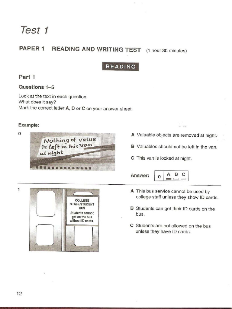 Test 1 - Reading | PDF