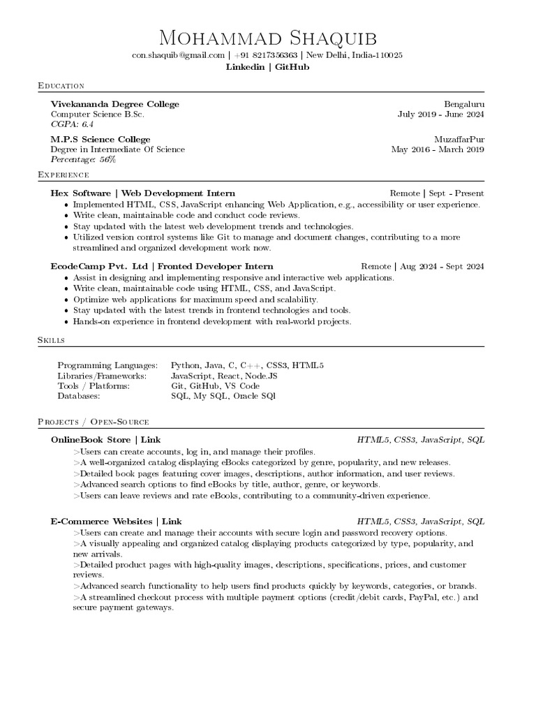 Mohammad's Resume | PDF | World Wide Web | Internet & Web