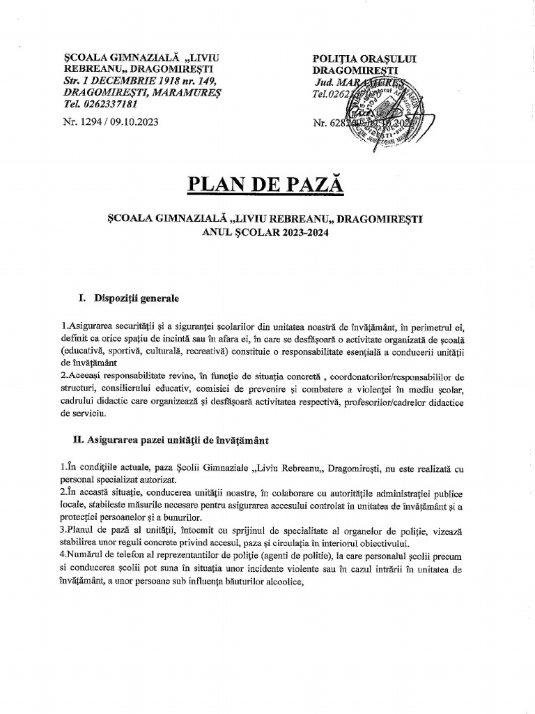 1 Plan de Pază | PDF
