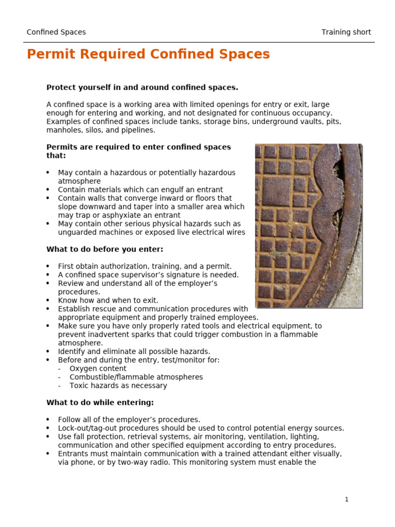 Confined Spaces Safety Training Guide | PDF | Safety | Occupational Safety And Health