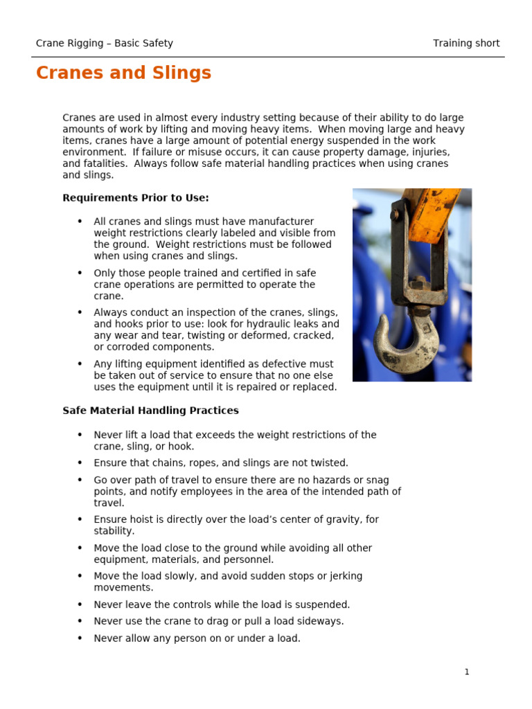 Crane Rigging Safety Guidelines | PDF | Crane (Machine)