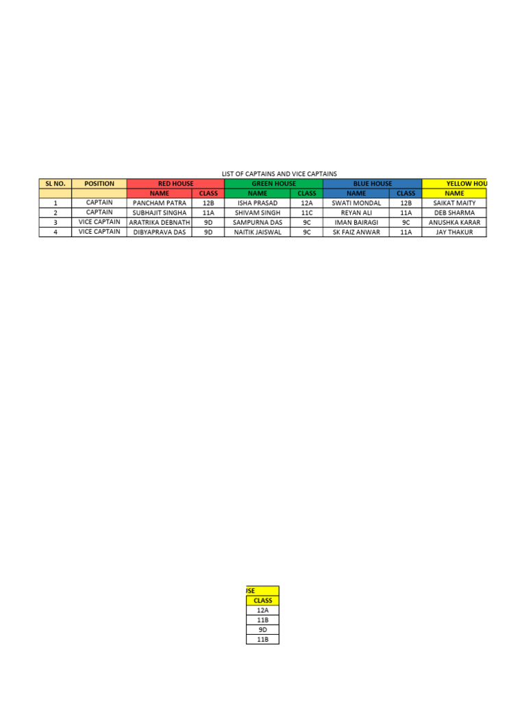 Captains and Vice Captains | PDF