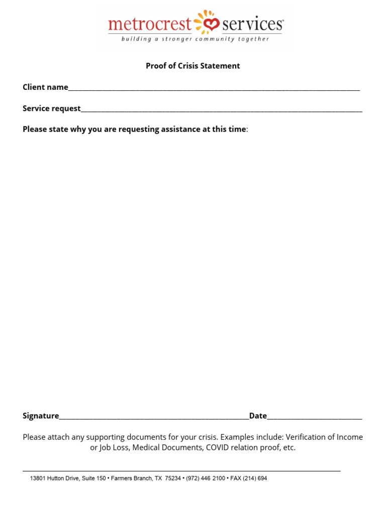 Proof of Crisis Statement Template | PDF