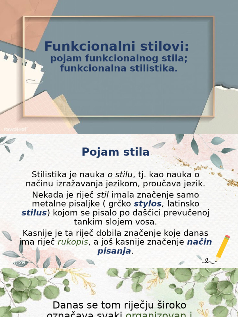 Funkcionalni Stilovi, Pojam Stila, Stilistika | PDF
