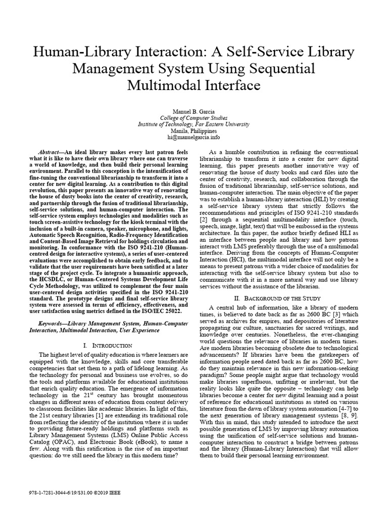 Human Library Interaction | PDF | Usability | Human–Computer Interaction