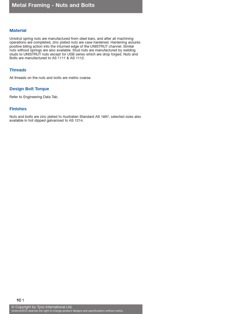 TAB 1 A4:TAB 1 ACS 16/07/09 3:35 PM Page 16: Metal Framing - Nuts and ...