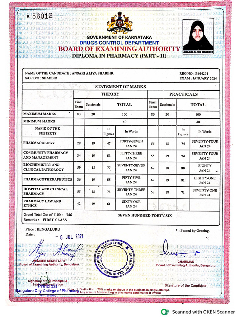 Banglore City College - Sy Marksheet | PDF