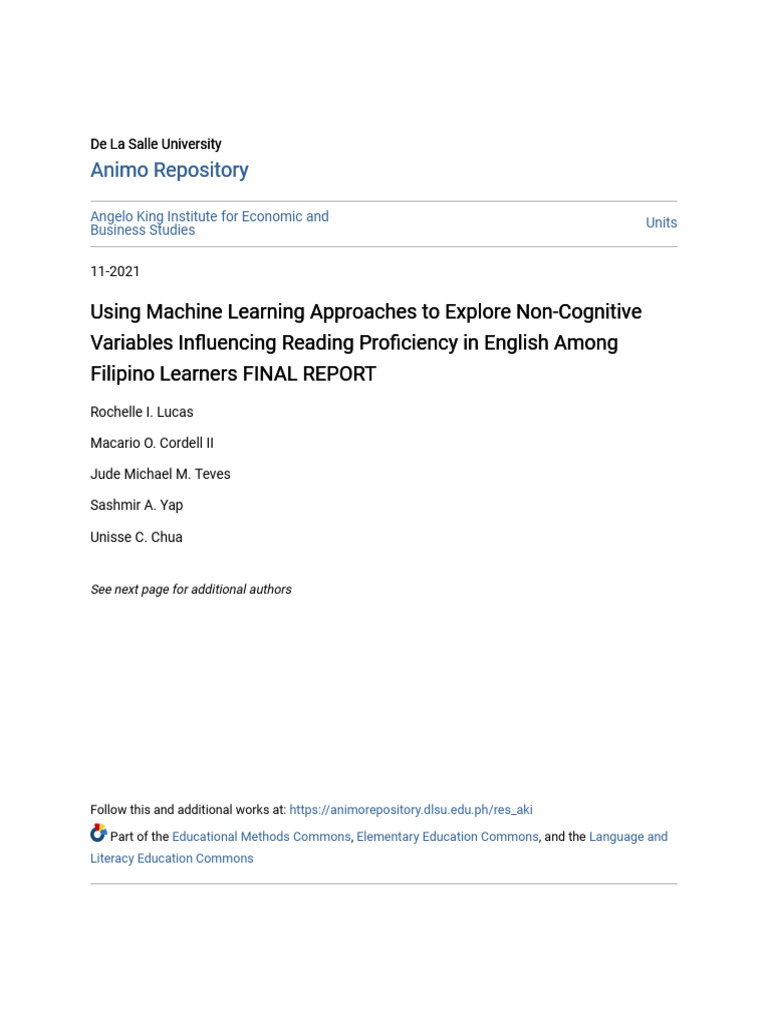 Using Machine Learning Approaches To Explore Non-Cognitive Variab | PDF ...
