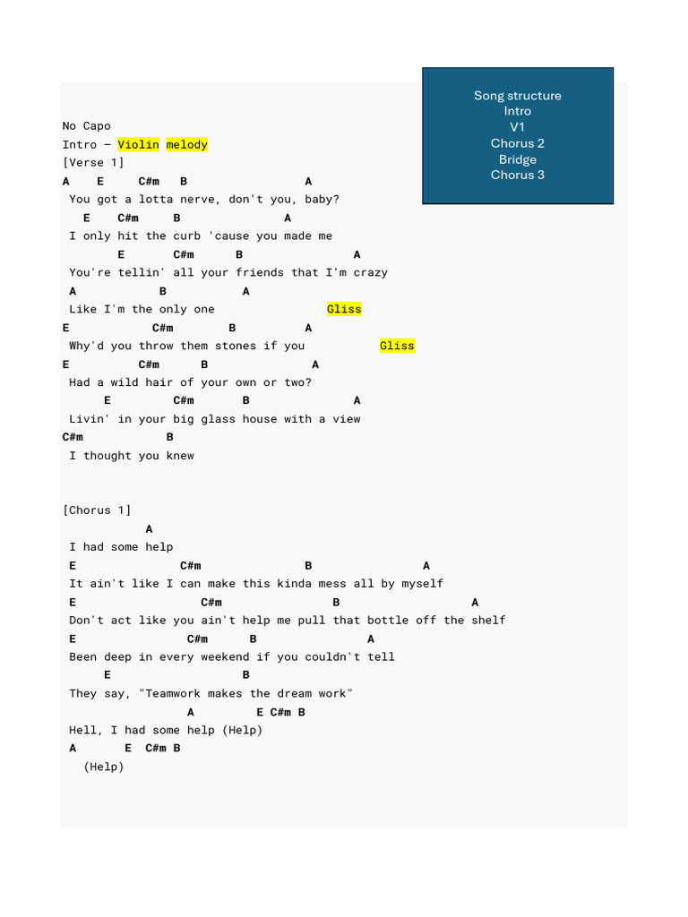 "I Had Some Help - Song Lyrics" | PDF | Songs | Musical Forms