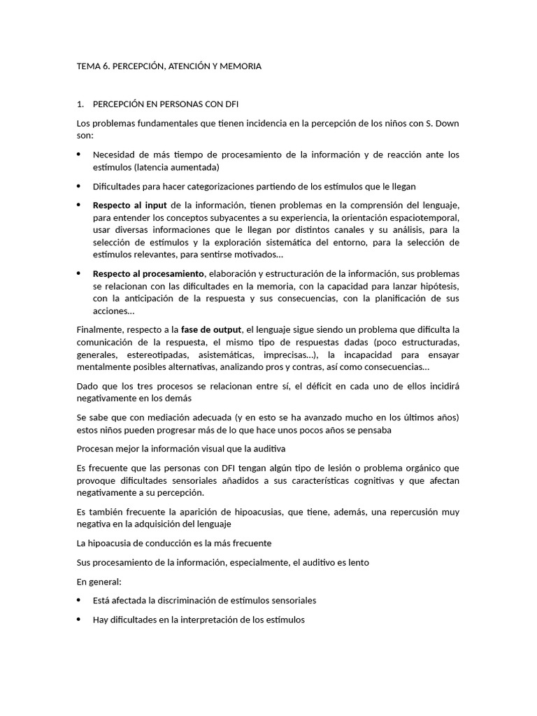 TEMA 6. ATENCIÓN, PERCEPCIÓN Y MEMORIA | PDF | Memoria | Atención