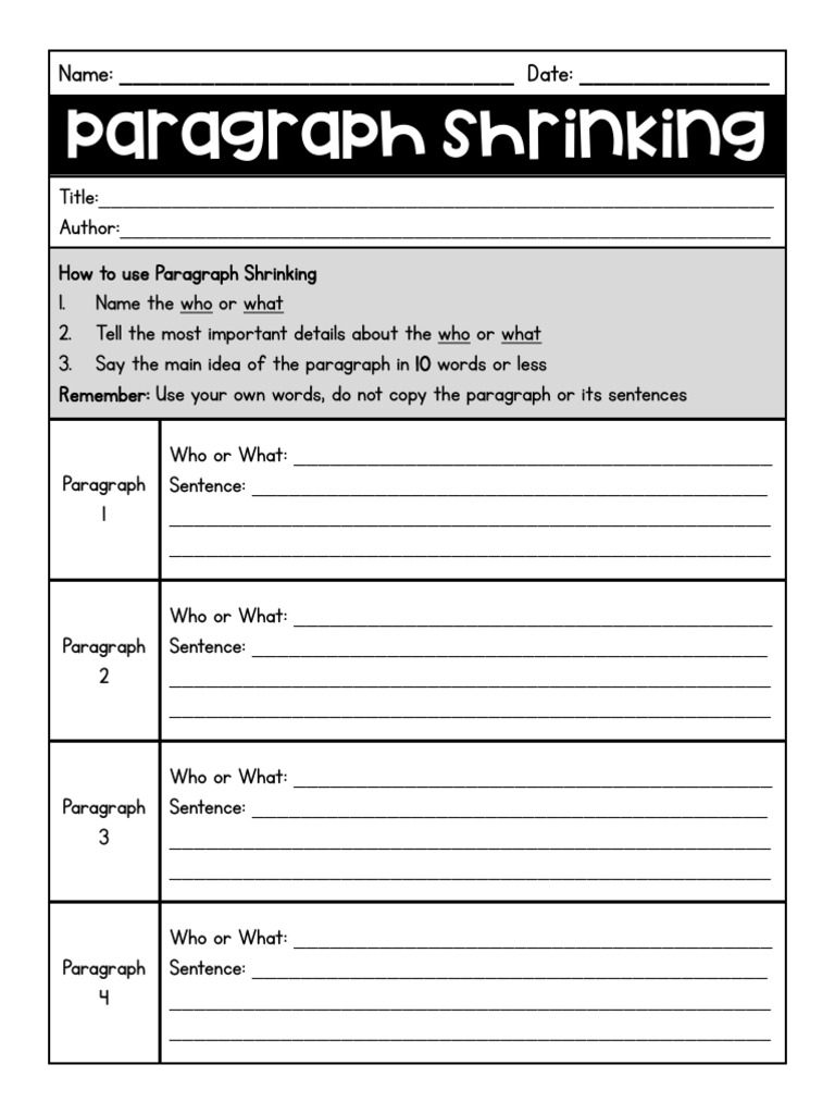 Paragraph Shrinking Reading Comprehension | PDF | Cognition ...