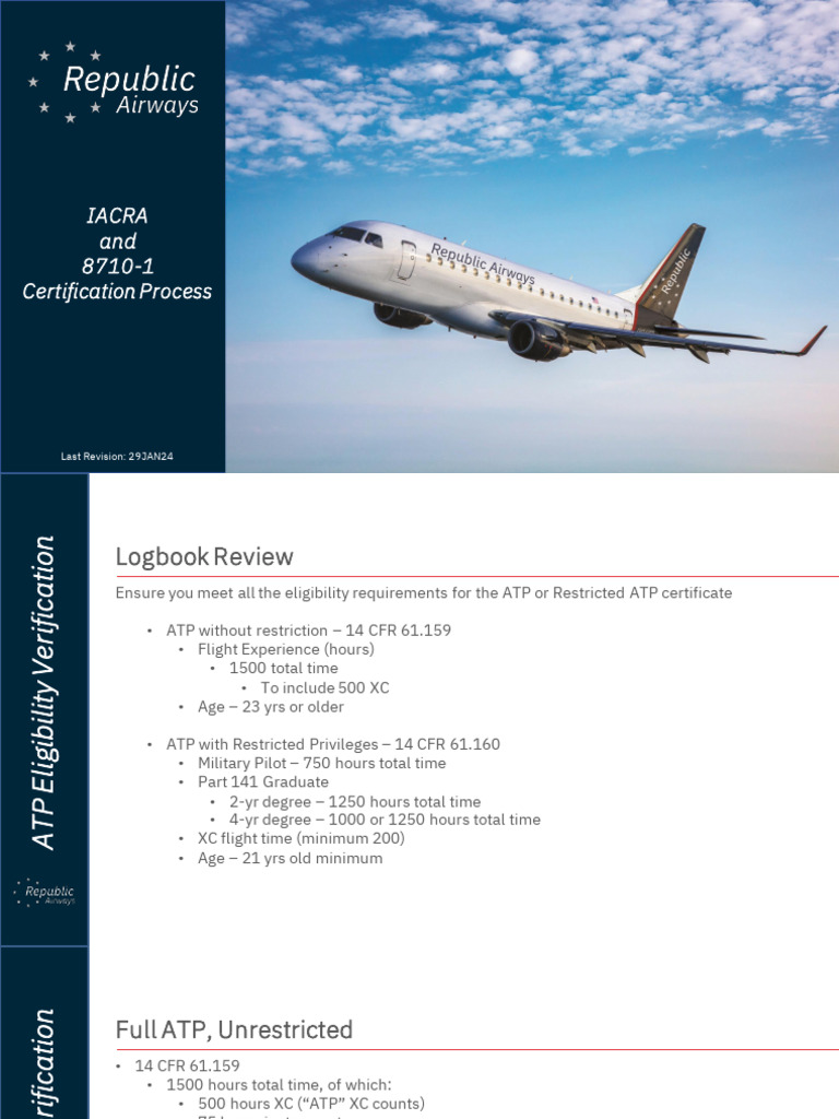 IACRA and Logbook Review ATP Hours | PDF | Aviation