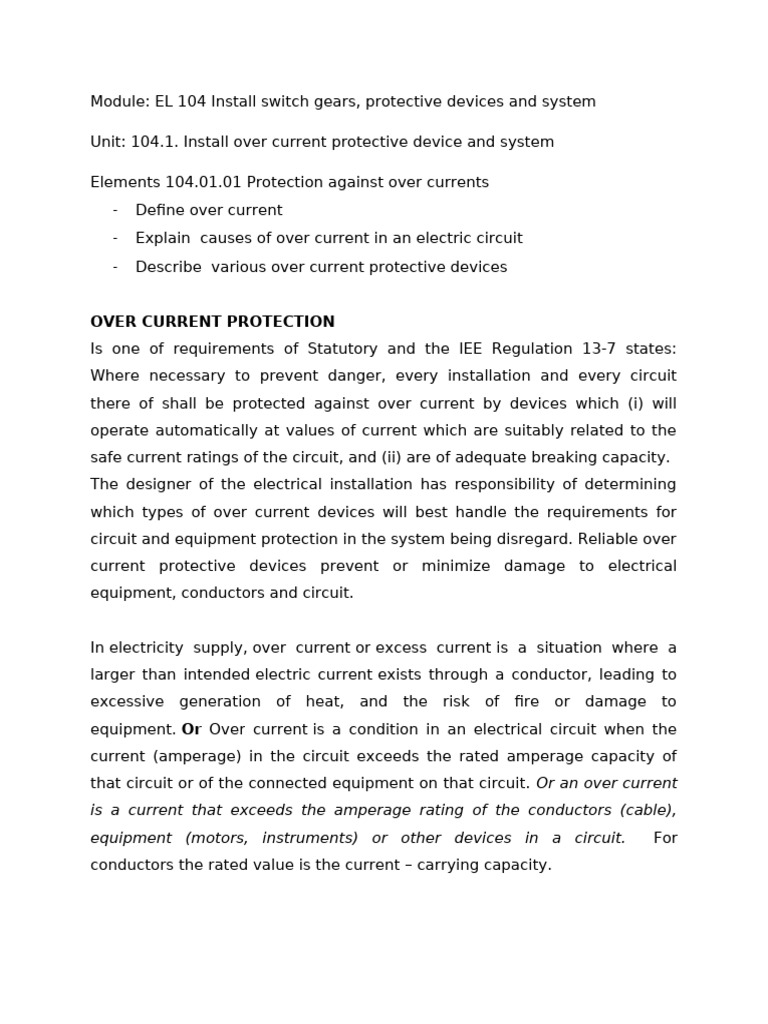 Over Current Protection Pdf Fuse Electrical Electrical Wiring