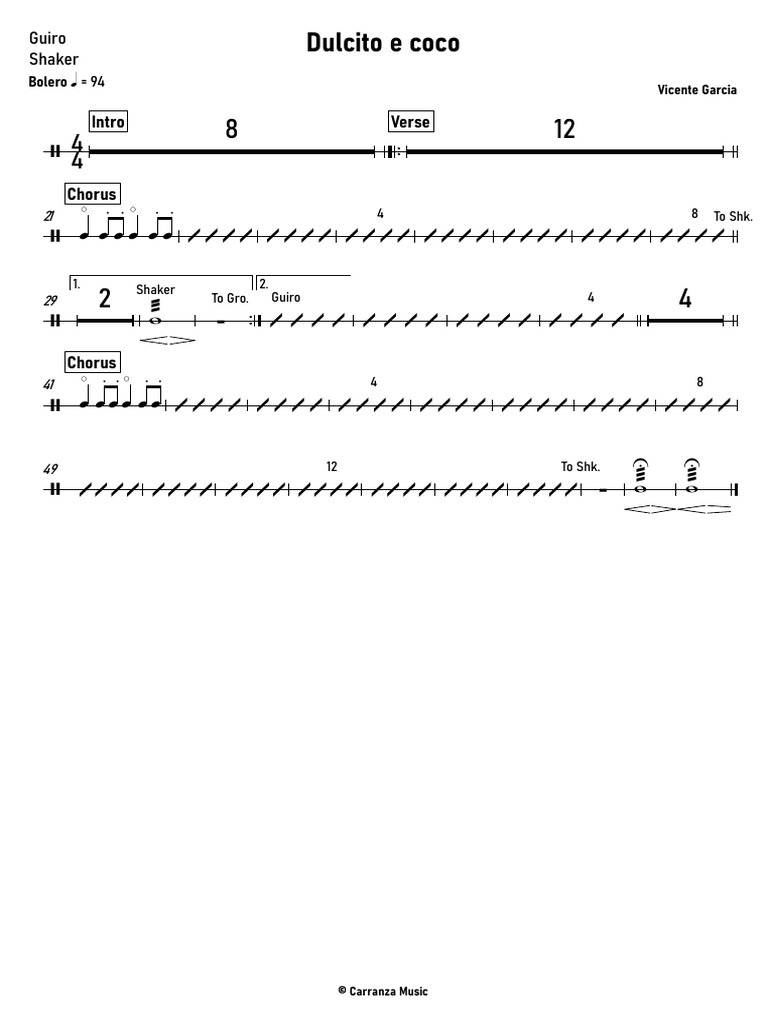 Dulcito e coco - Guiro, Shaker | PDF