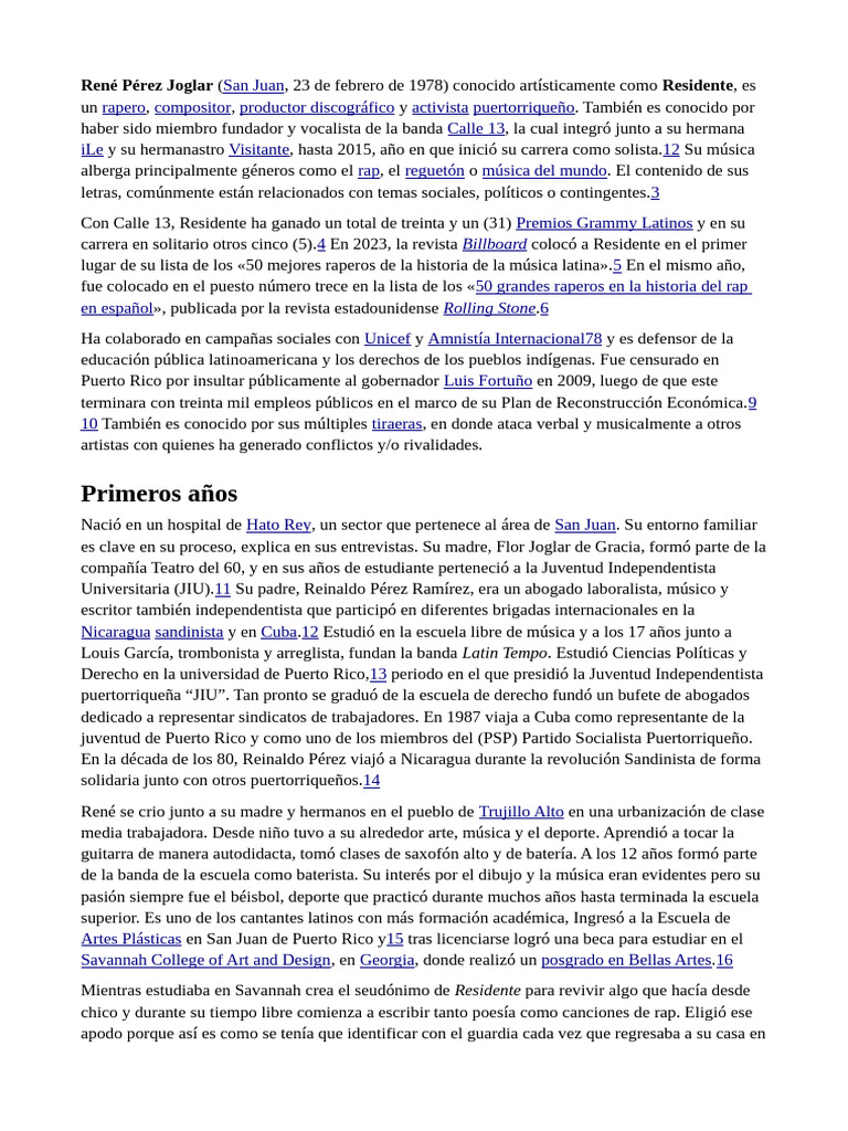 Biografia de Rene Perez Joglar (Residente) | PDF
