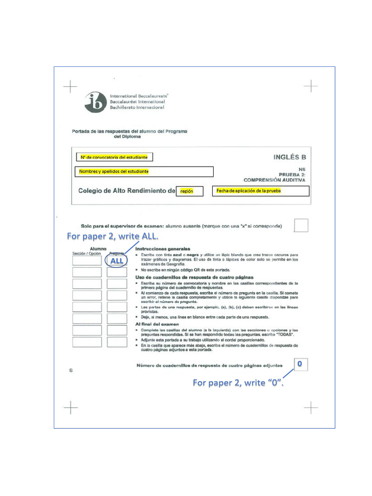 Portada Ejemplo - Inglés B Ns - Prueba 2 - Comprension Auditiva - 2024 ...