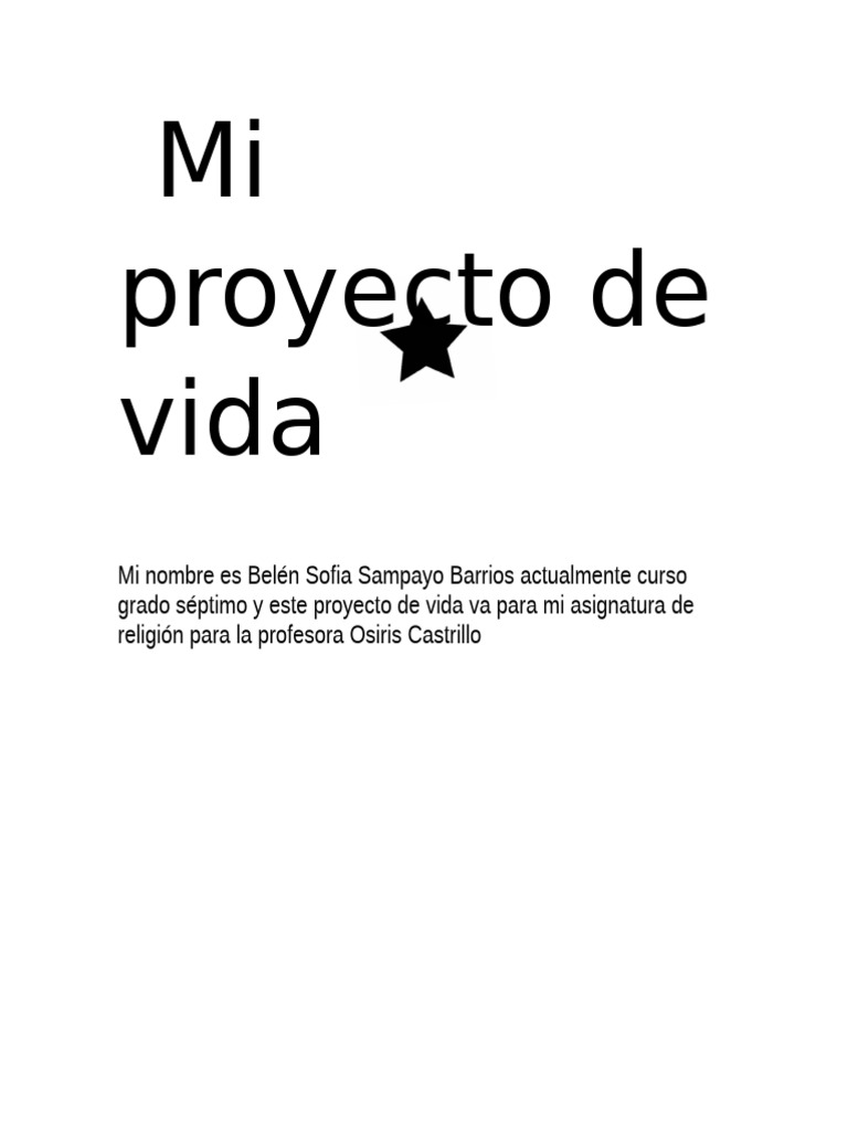 Mi Proyecto de Vida | PDF | Relaciones personales, crianza y desarrollo ...